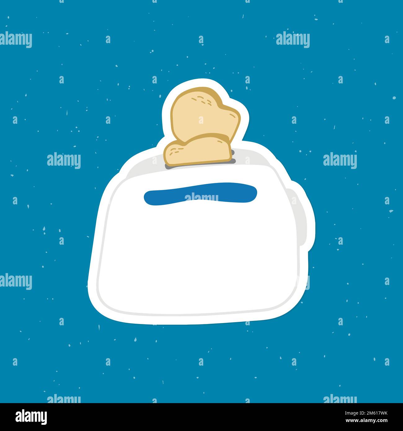 Toasts in a toaster doodle sticker with a white border vector Stock ...