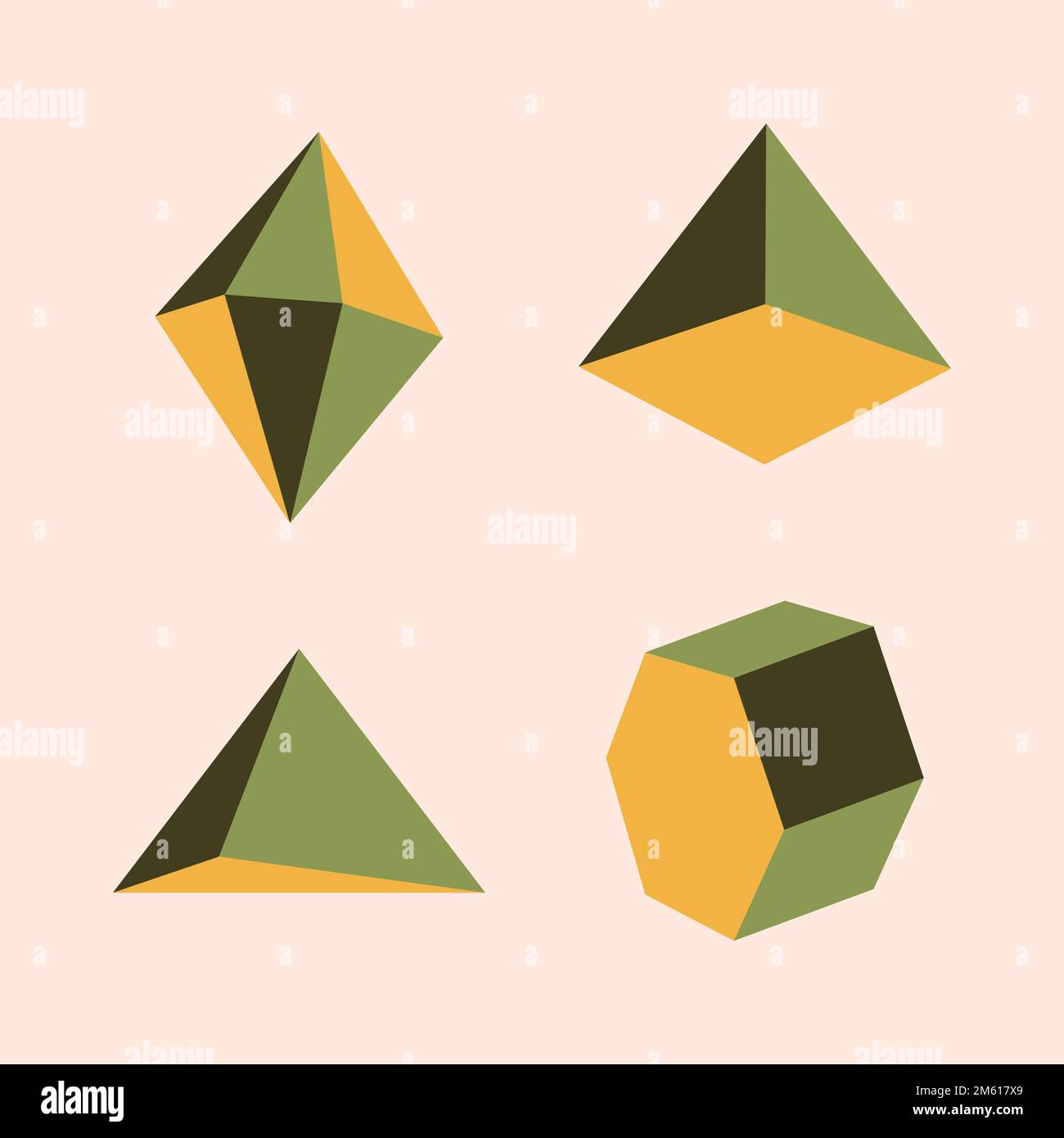 Retro green geometrical shapes design element vector set Stock Vector ...