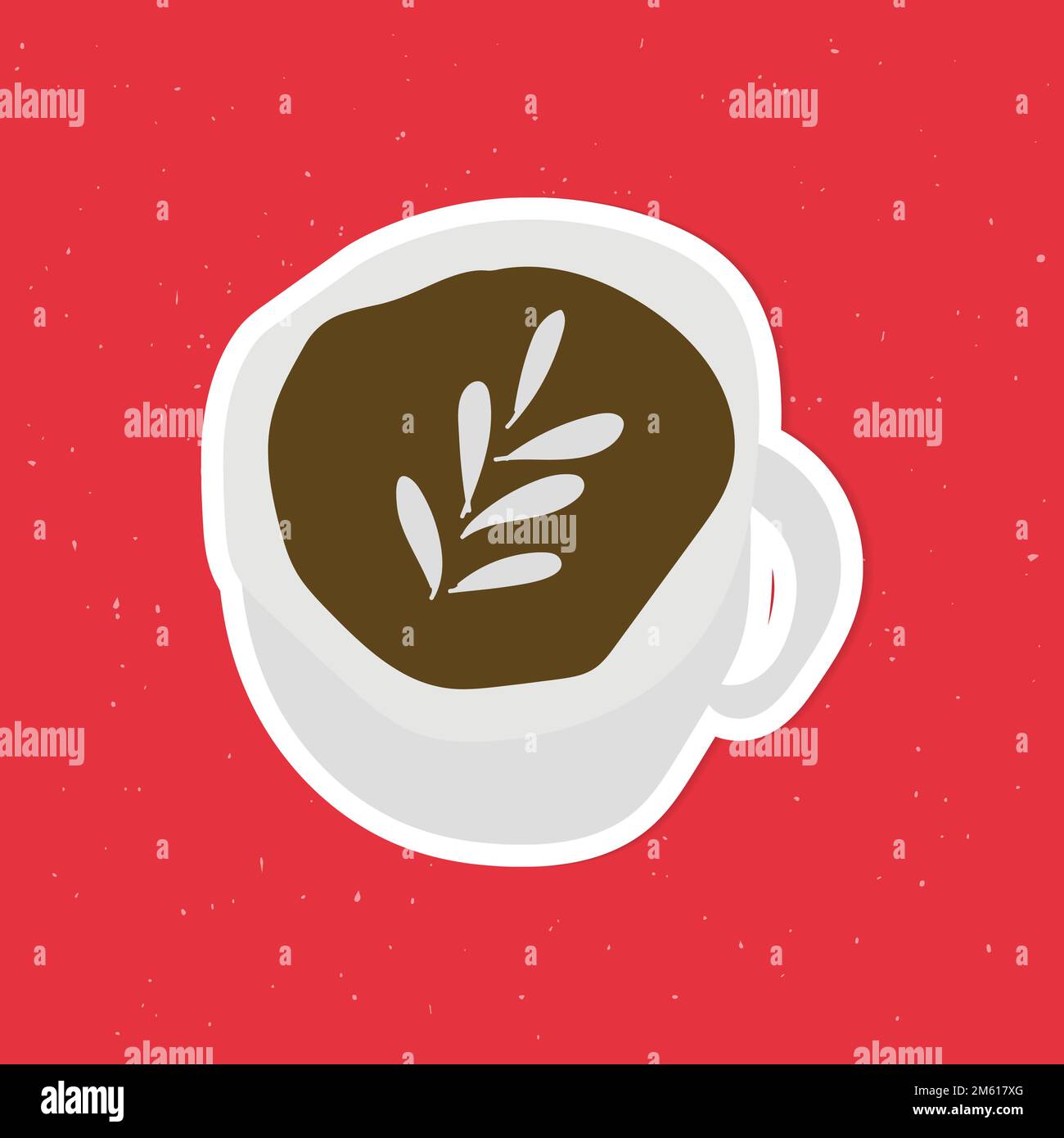 Latte art coffee cup doodle sticker with a white border vector Stock ...
