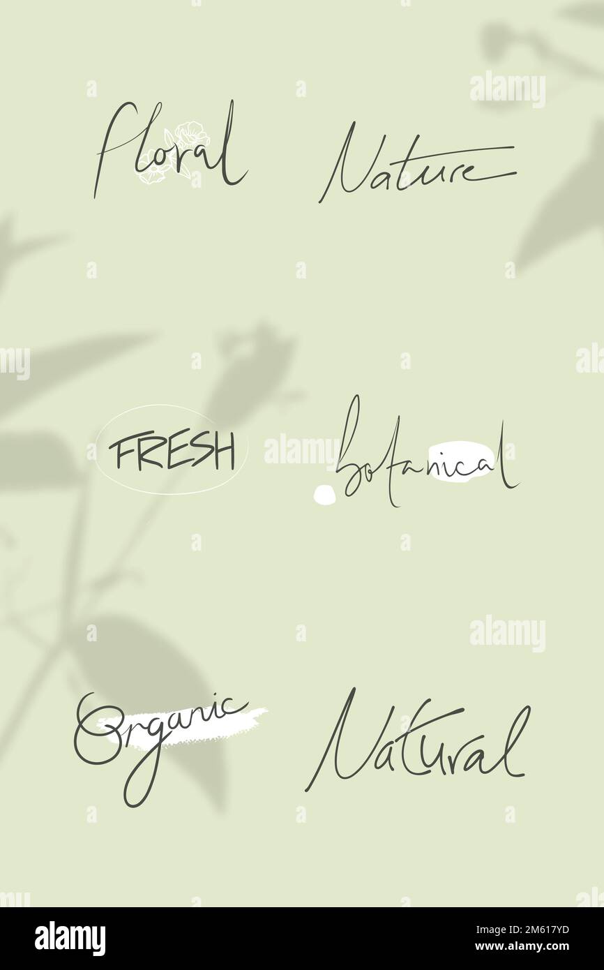 Nature words in minimal handwritten typography style vector Stock ...
