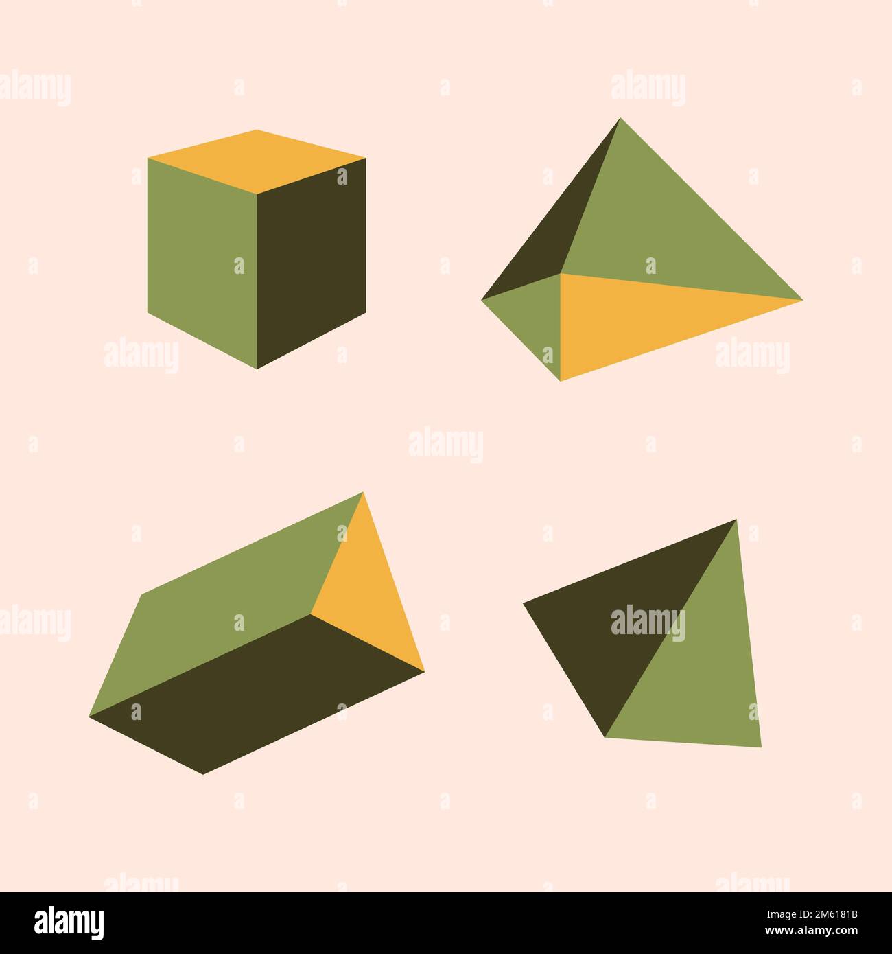 Retro green geometrical shapes design element vector set Stock Vector ...