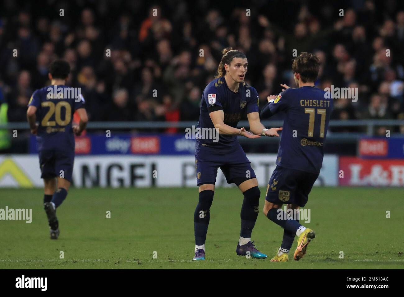 Sutton, UK. 01st Jan, 2023. GOAL: Josh Davison of AFC Wimbledon ...