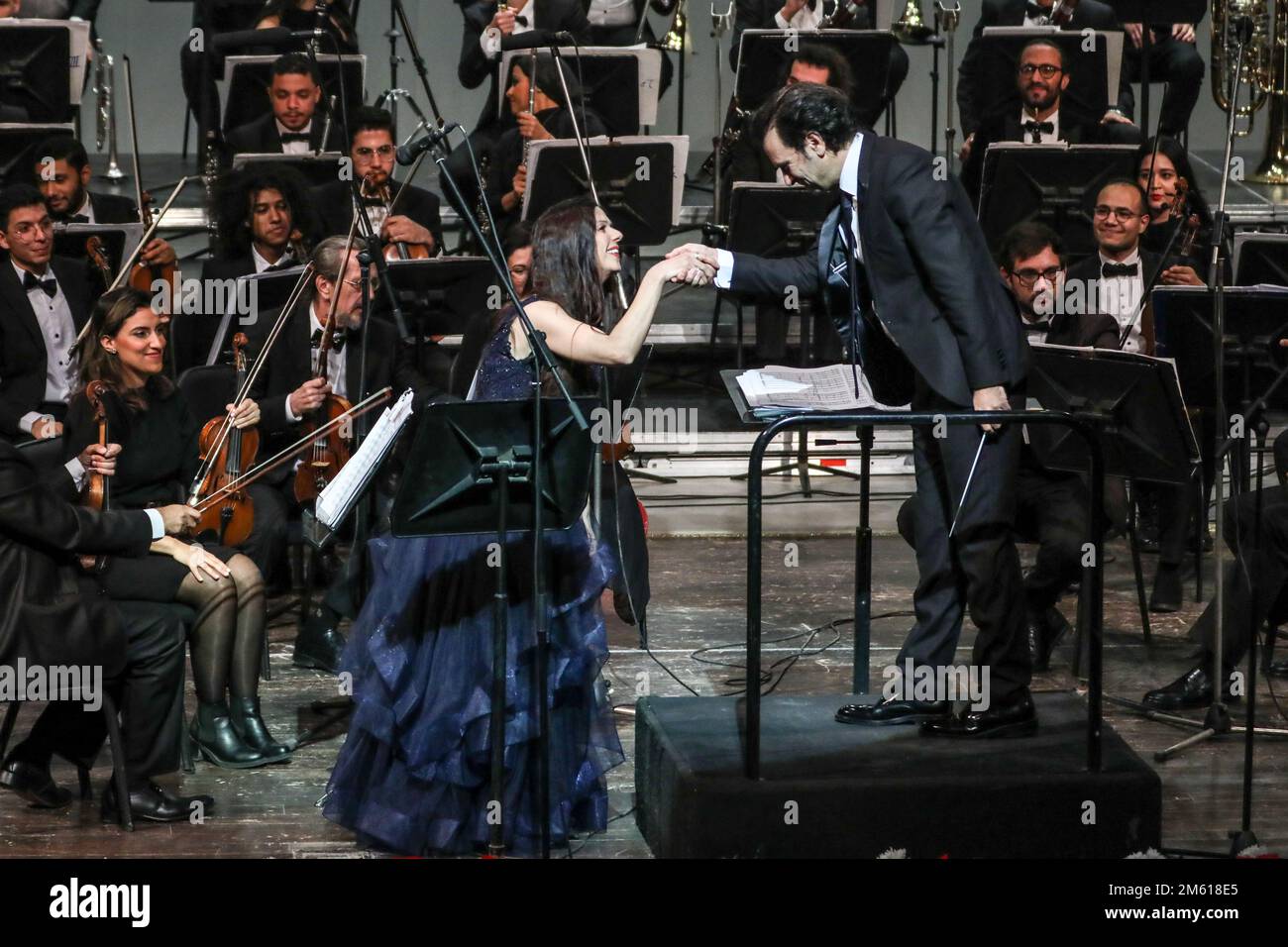 Cairo, Egypt. 31st Dec, 2022. Tehmine Schaeffer and Maestro Giovanni ...