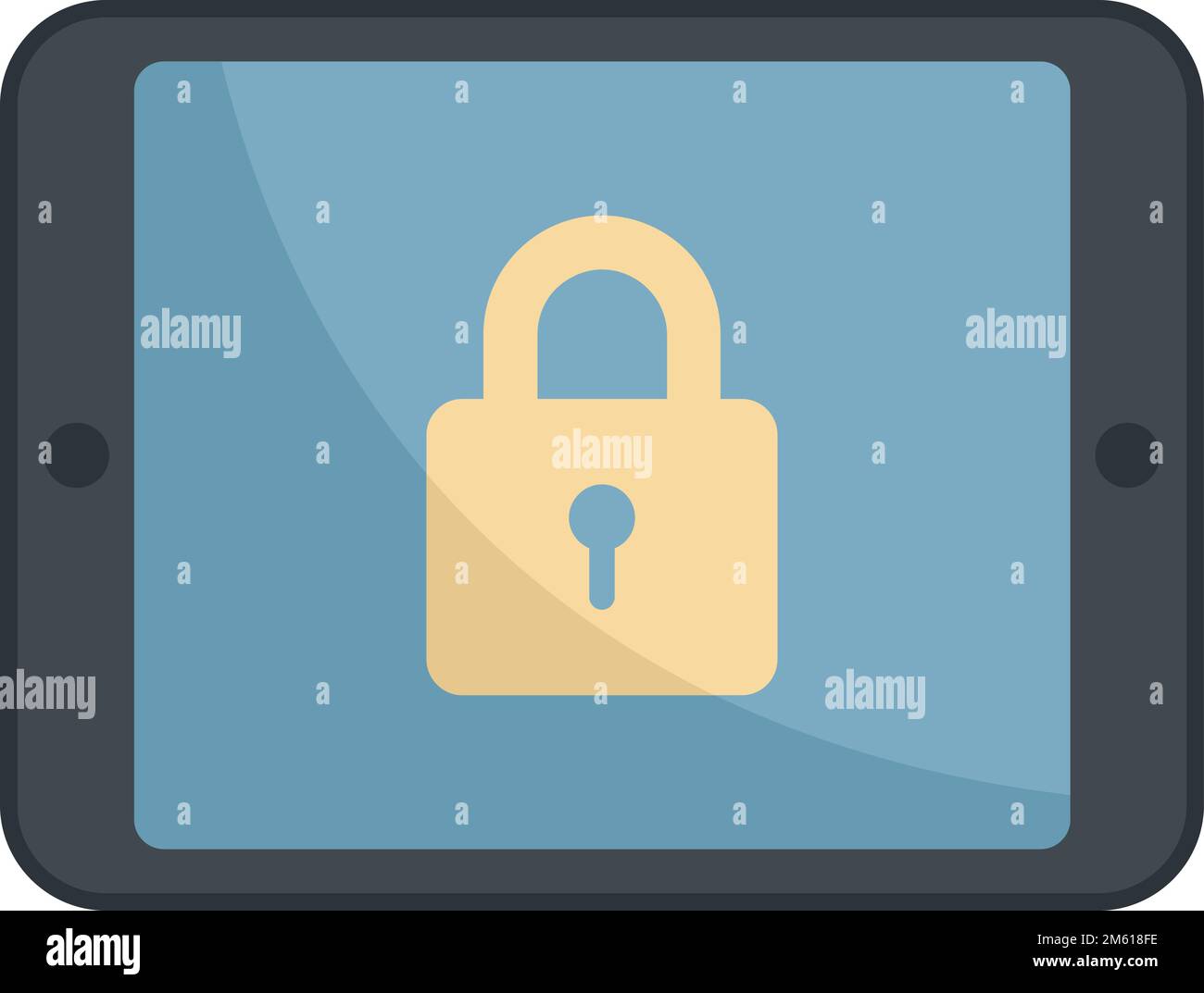 Tablet locking icon flat vector. Secure lock. Data mobile tablet ...