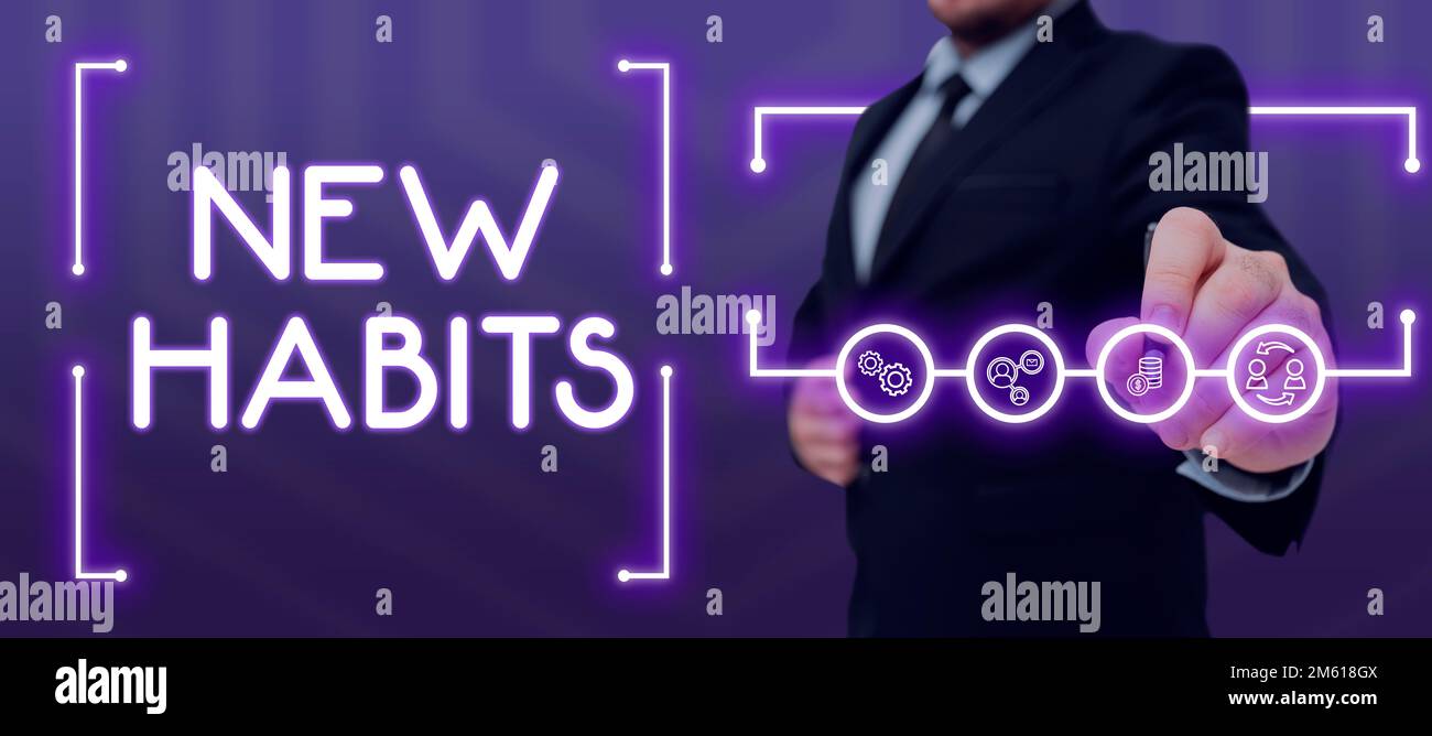 Text showing inspiration New Habits. Business approach change the ...