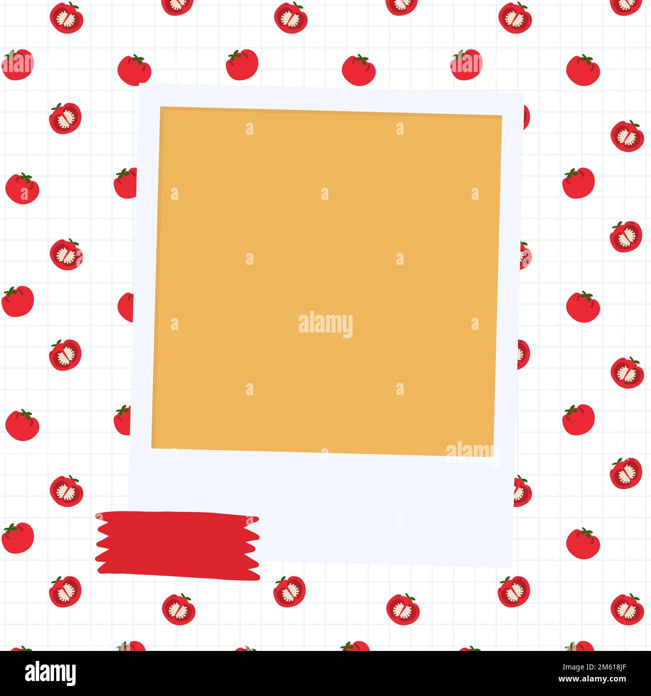 Vector instant photo frame on tomato pattern background Stock Vector ...