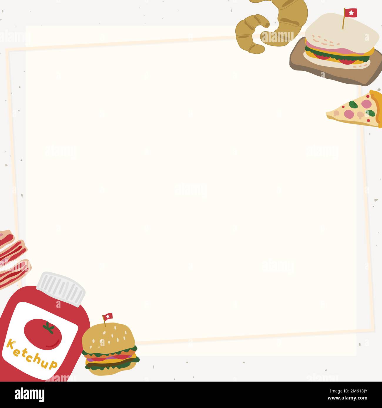 Food doodle frame on a beige background vector Stock Vector Image & Art ...