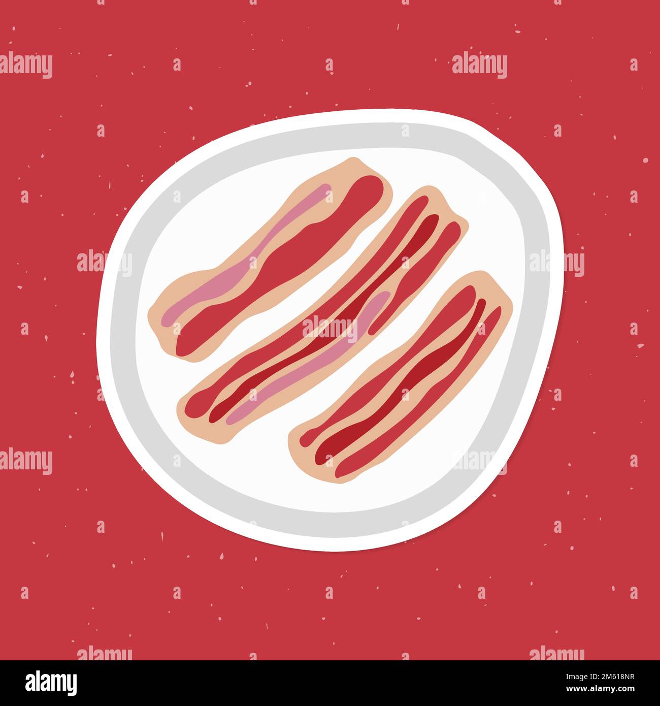 Cute bacon stripes doodle sticker with a white border vector Stock ...