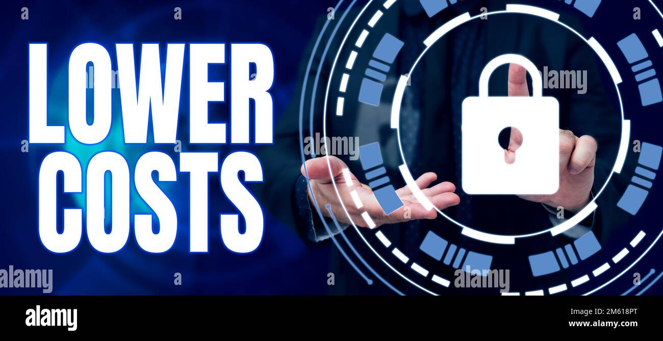 Inspiration showing sign Lower Costs. Internet Concept the business ...
