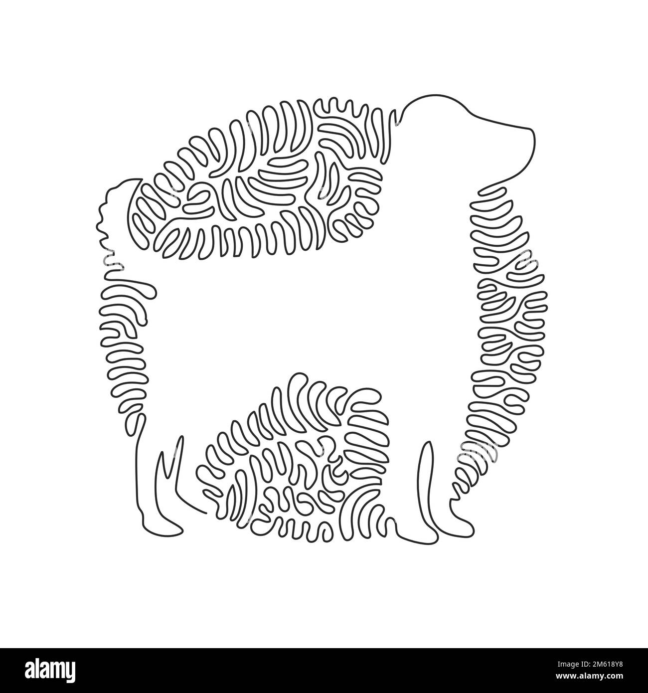 Single curly one line drawing of cute dog abstract art. Continuous line ...