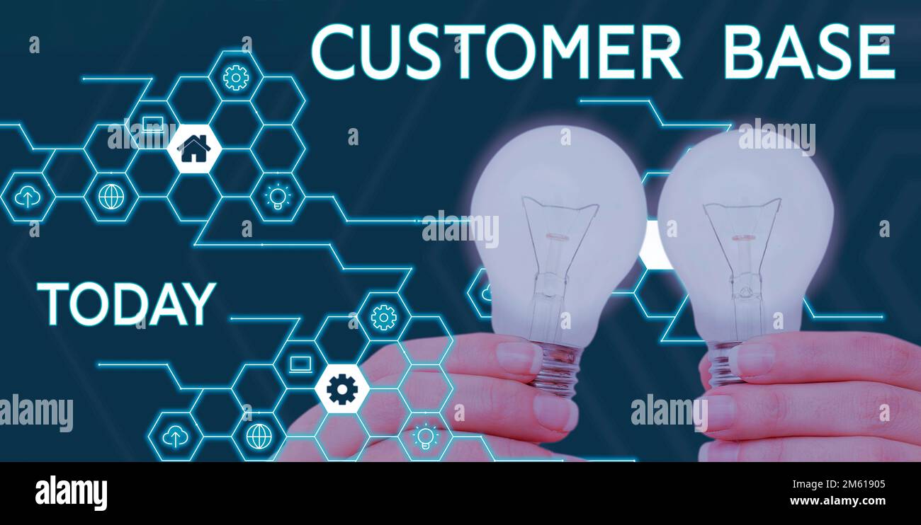 Conceptual caption Customer Base. Business overview encourage customers ...