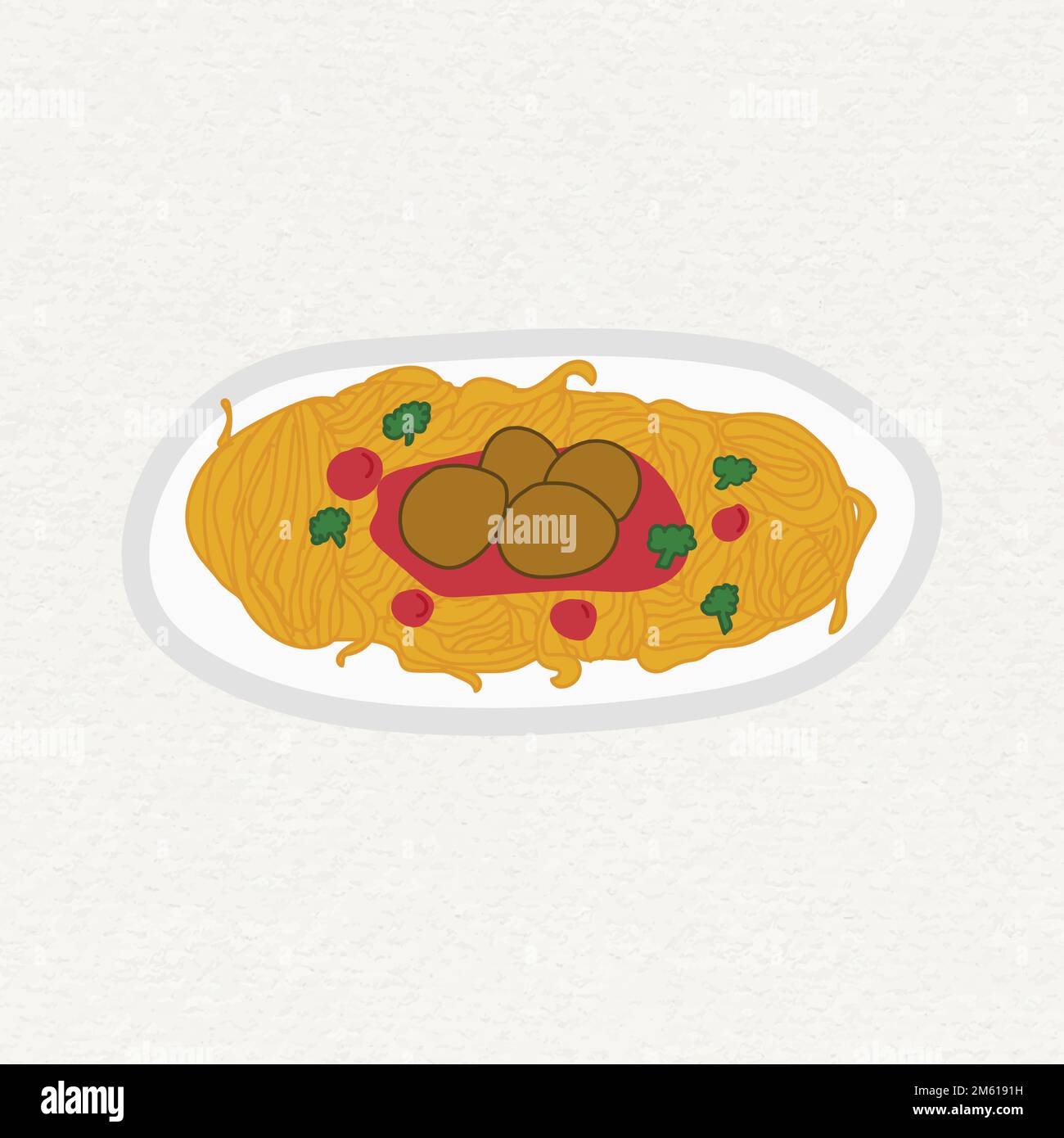 Spaghetti meatball doodle sticker vector Stock Vector Image & Art - Alamy