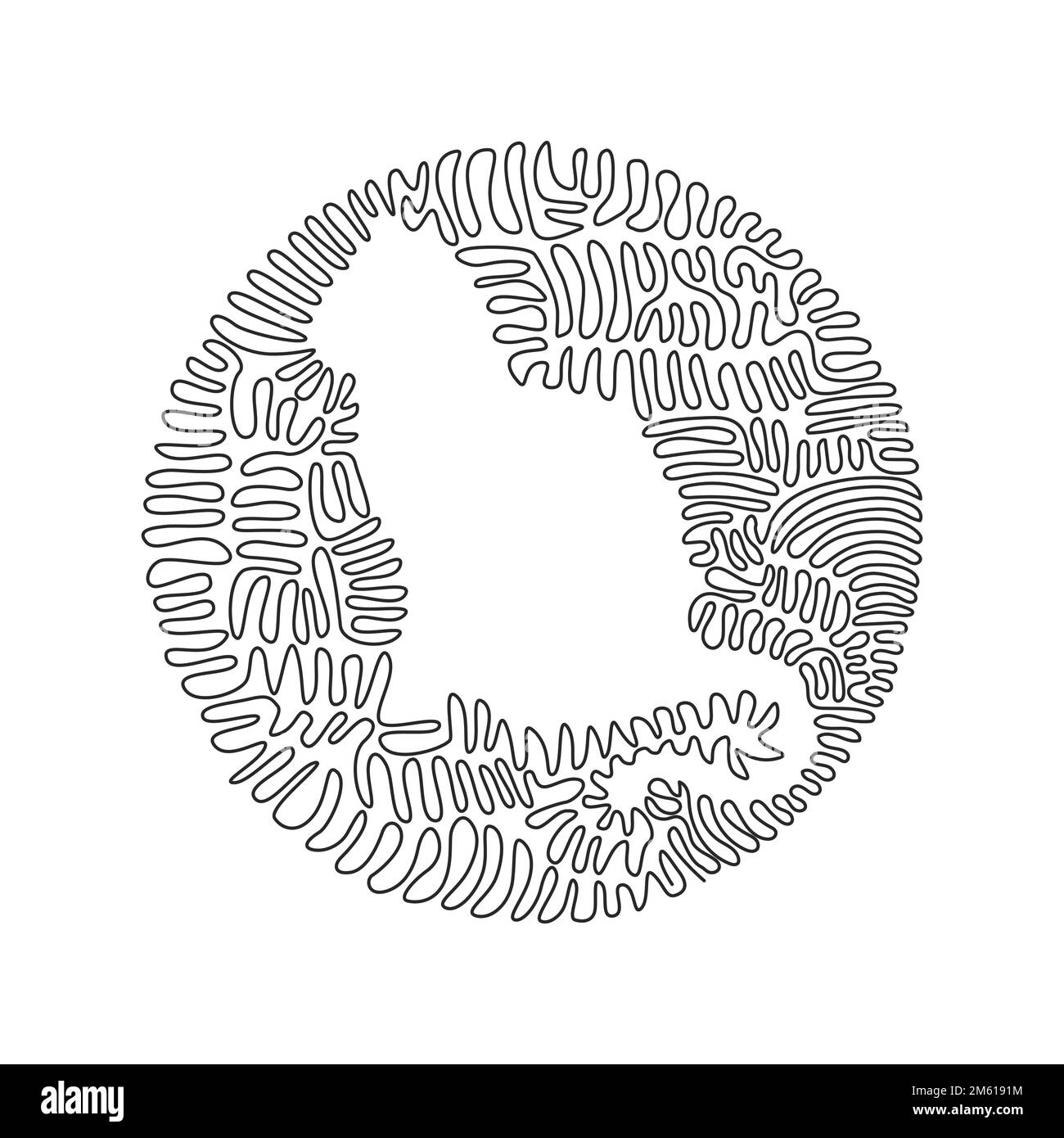 Curve Continuous One Line Drawing Of Cute Sitting Cat Abstract Art In Circle Single Line