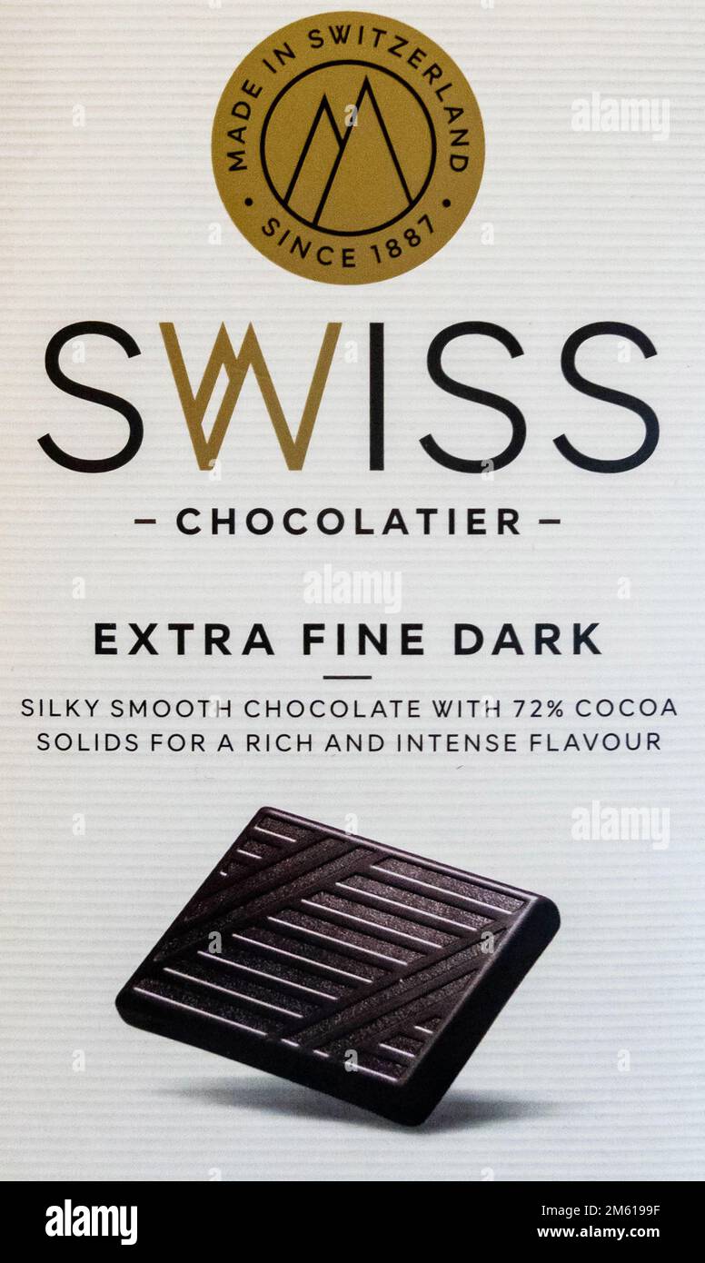 Extra fine Swiss dark chocolate Stock Photo - Alamy