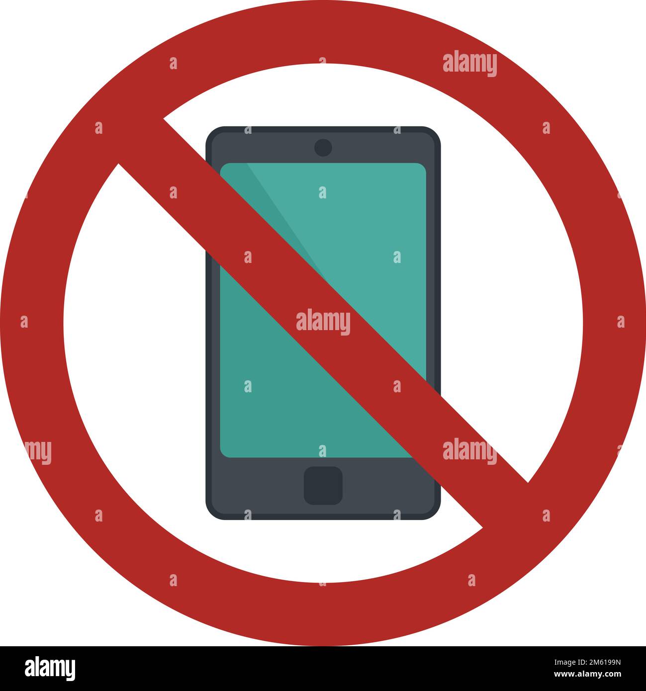 Restricted phone icon flat vector. Turn off smartphone. Silence mobile ...