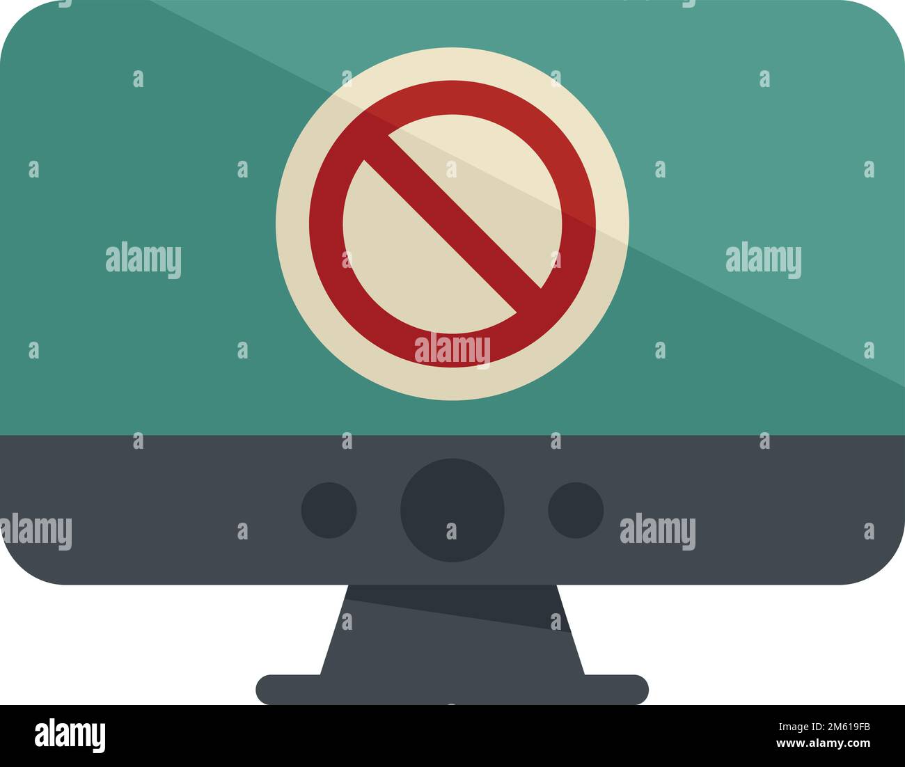 Blocked pc icon flat vector. Access block. Computer account isolated ...