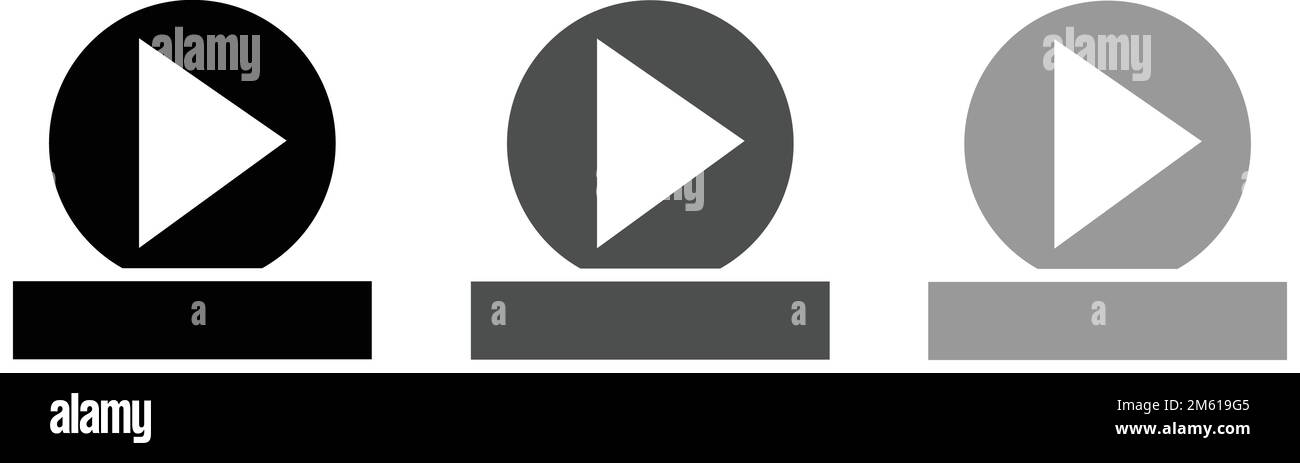 Live video streaming, play button shapes. Round broadcasting icons ...