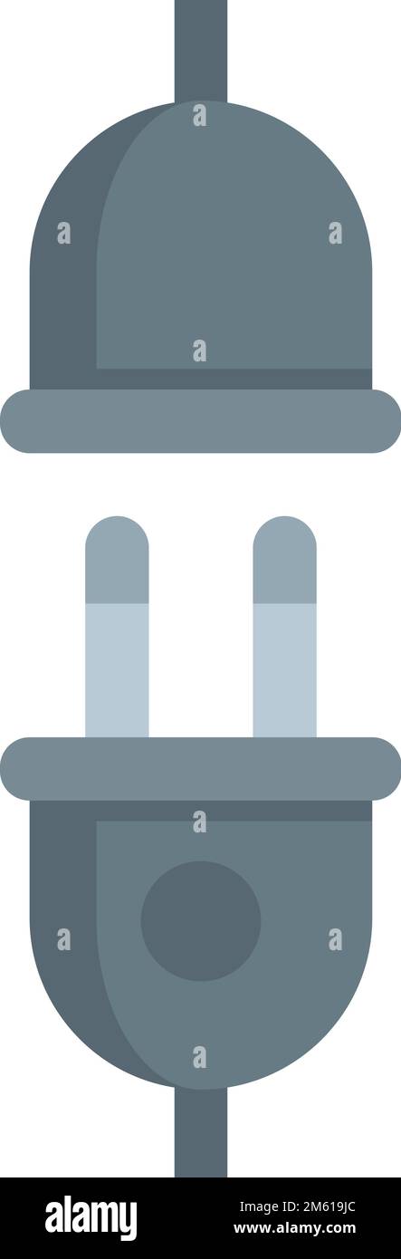 Electric plug icon flat vector. Socket power wire. Cable energy ...
