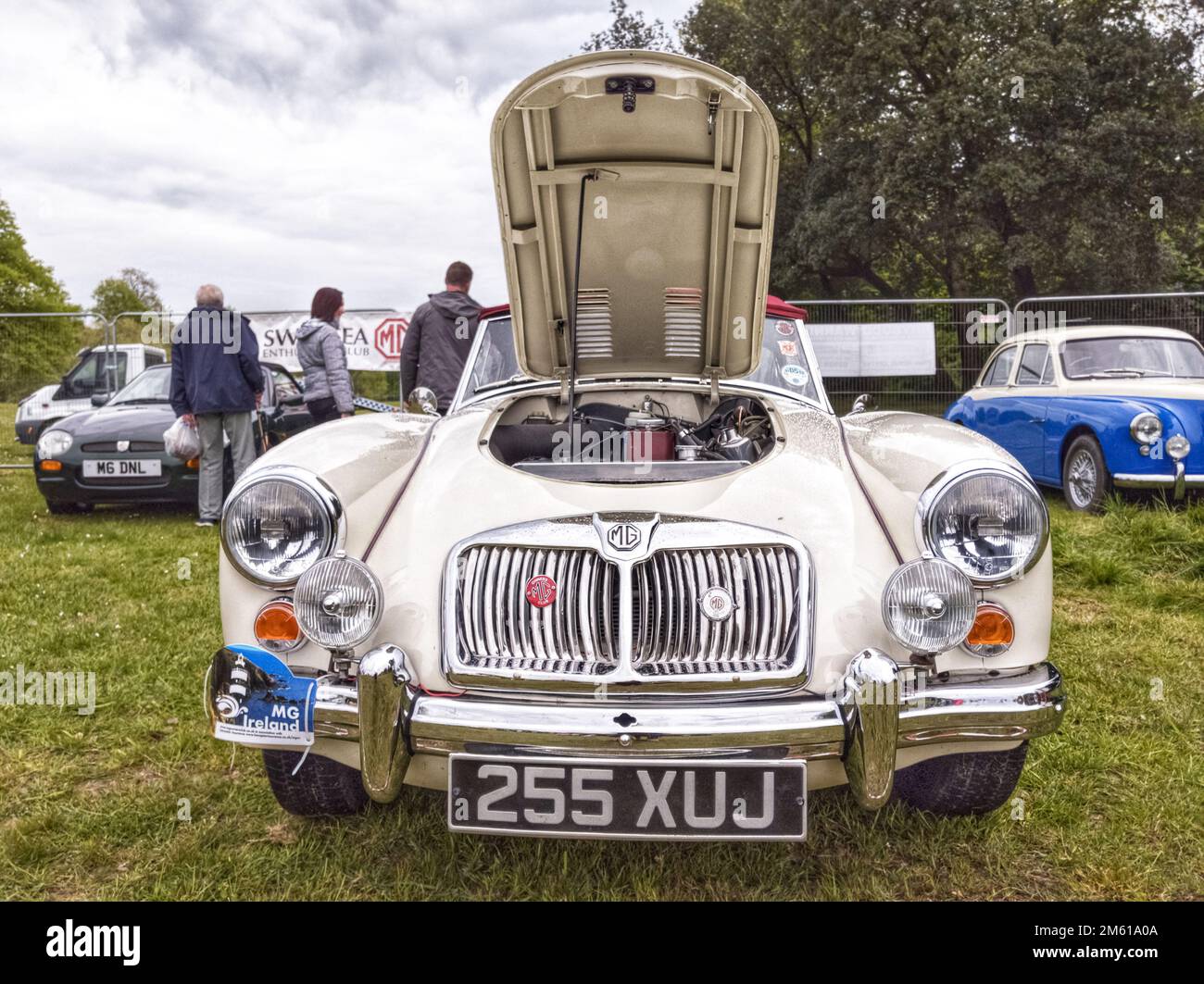 Swansea, UK - May 2, 2022: Singleton Park vintage car Show, front of an ...
