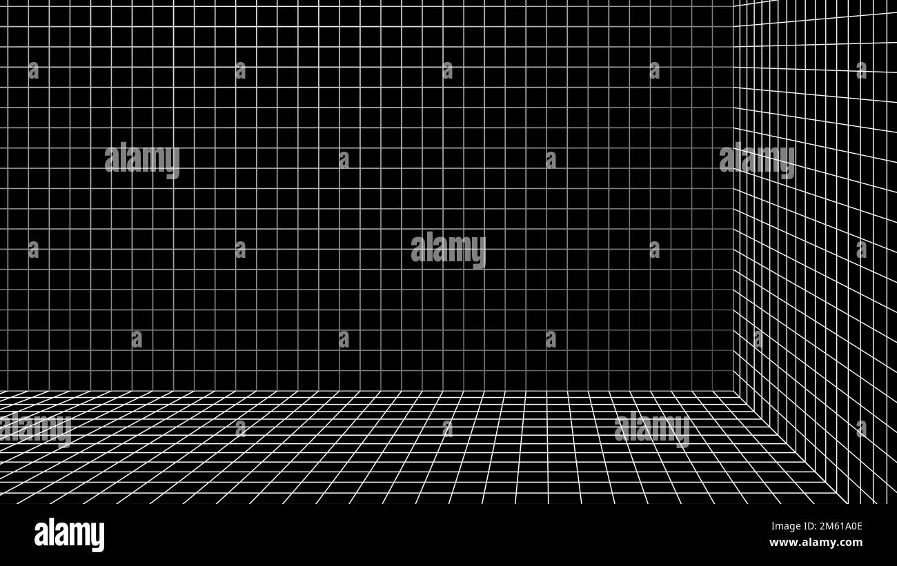 3D wireframe grid room background vector Stock Vector Image & Art - Alamy