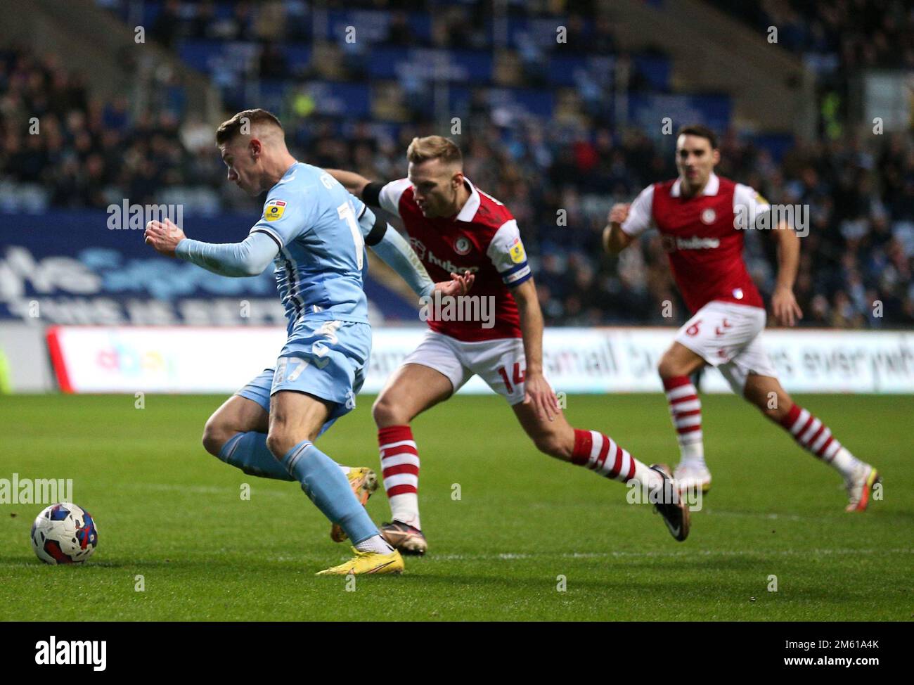 Coventry City's Viktor Gyokeres (left) in action during the Sky Bet ...