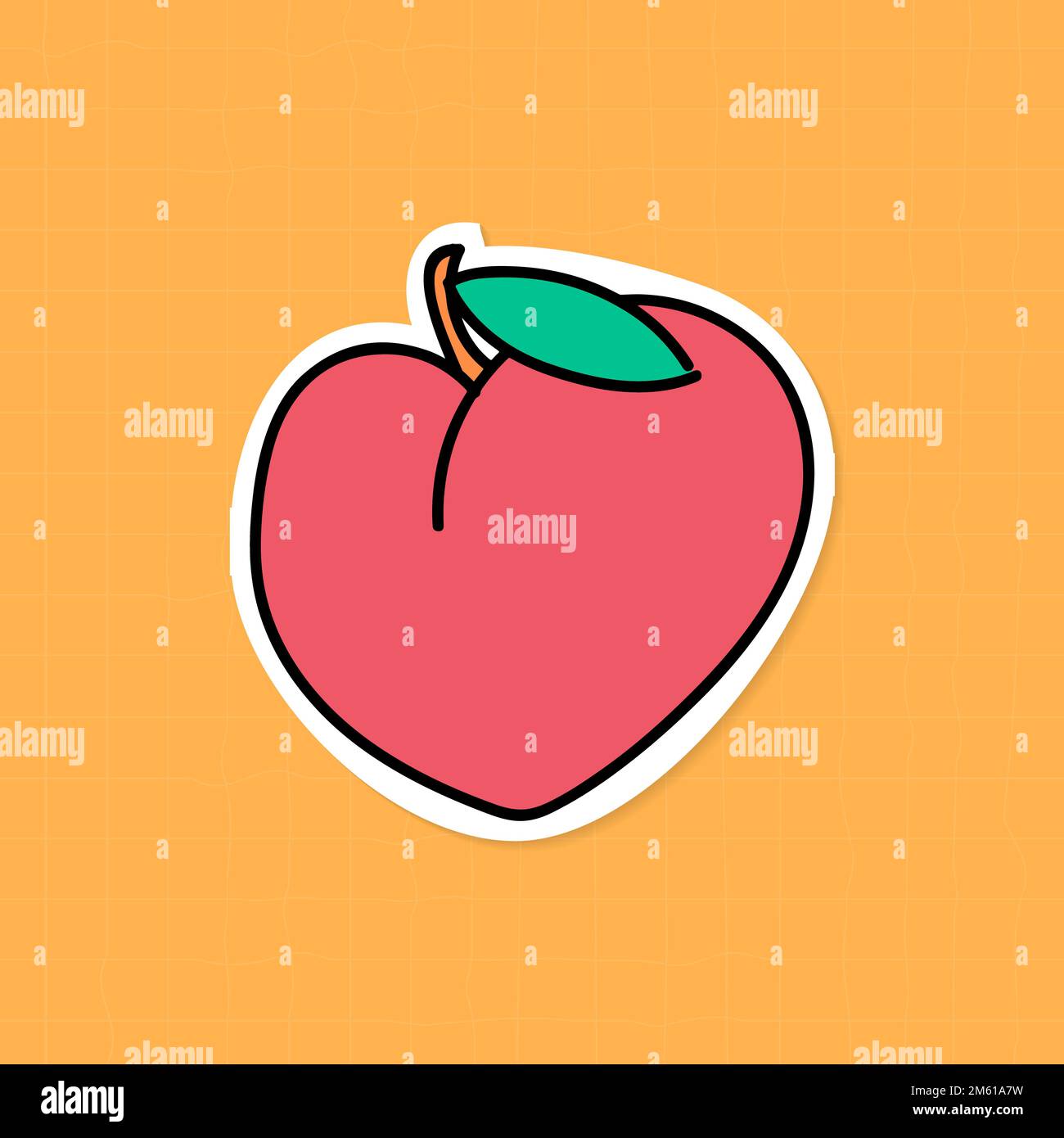 Ripe peach fruit sticker with a white border vector Stock Vector Image ...