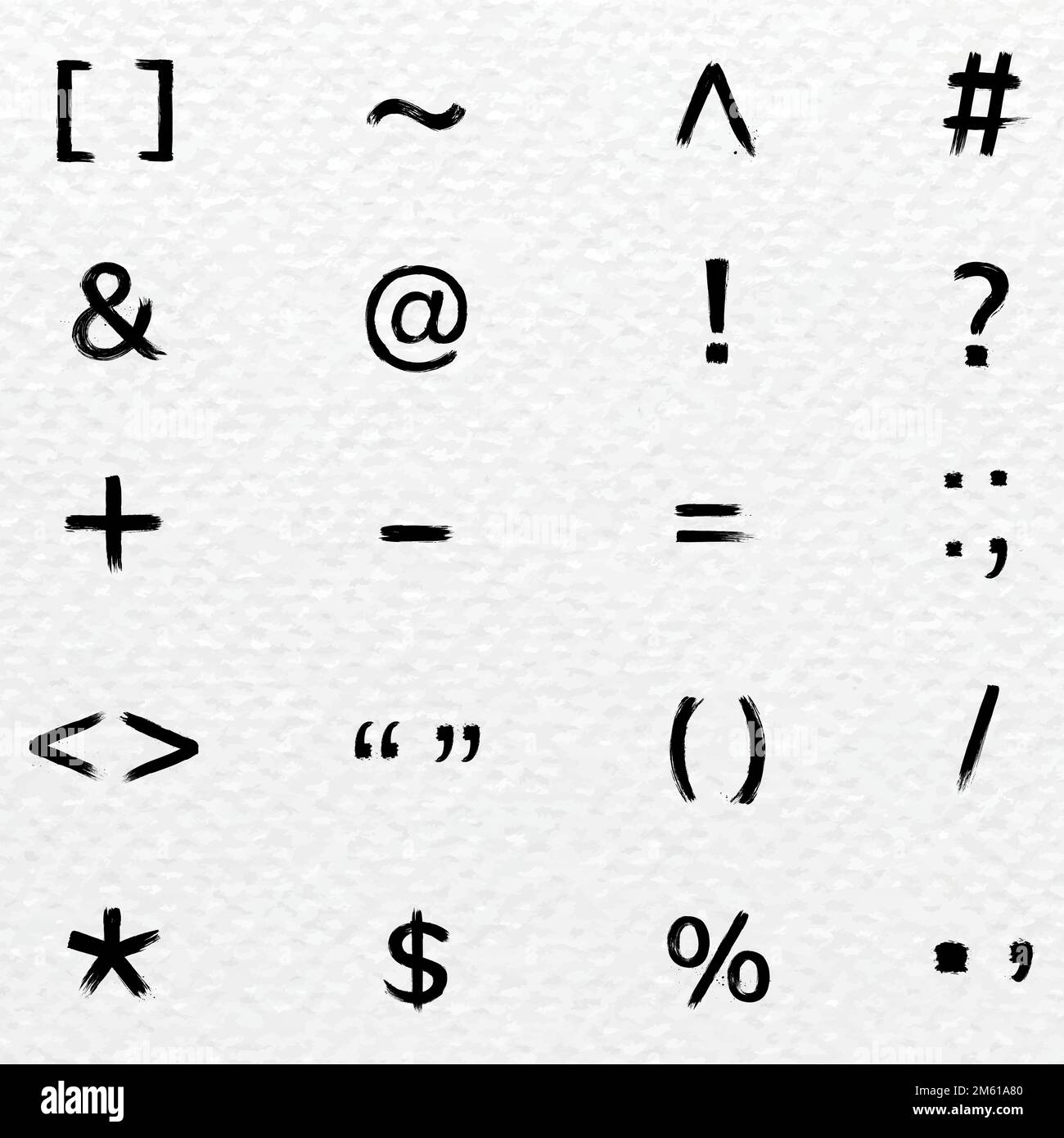 Symbols brush stroke hand drawn font style set Stock Vector Image & Art ...