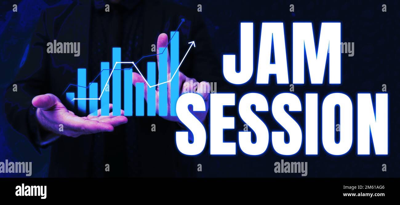 Text sign showing Jam Session. Business overview impromptu performance ...