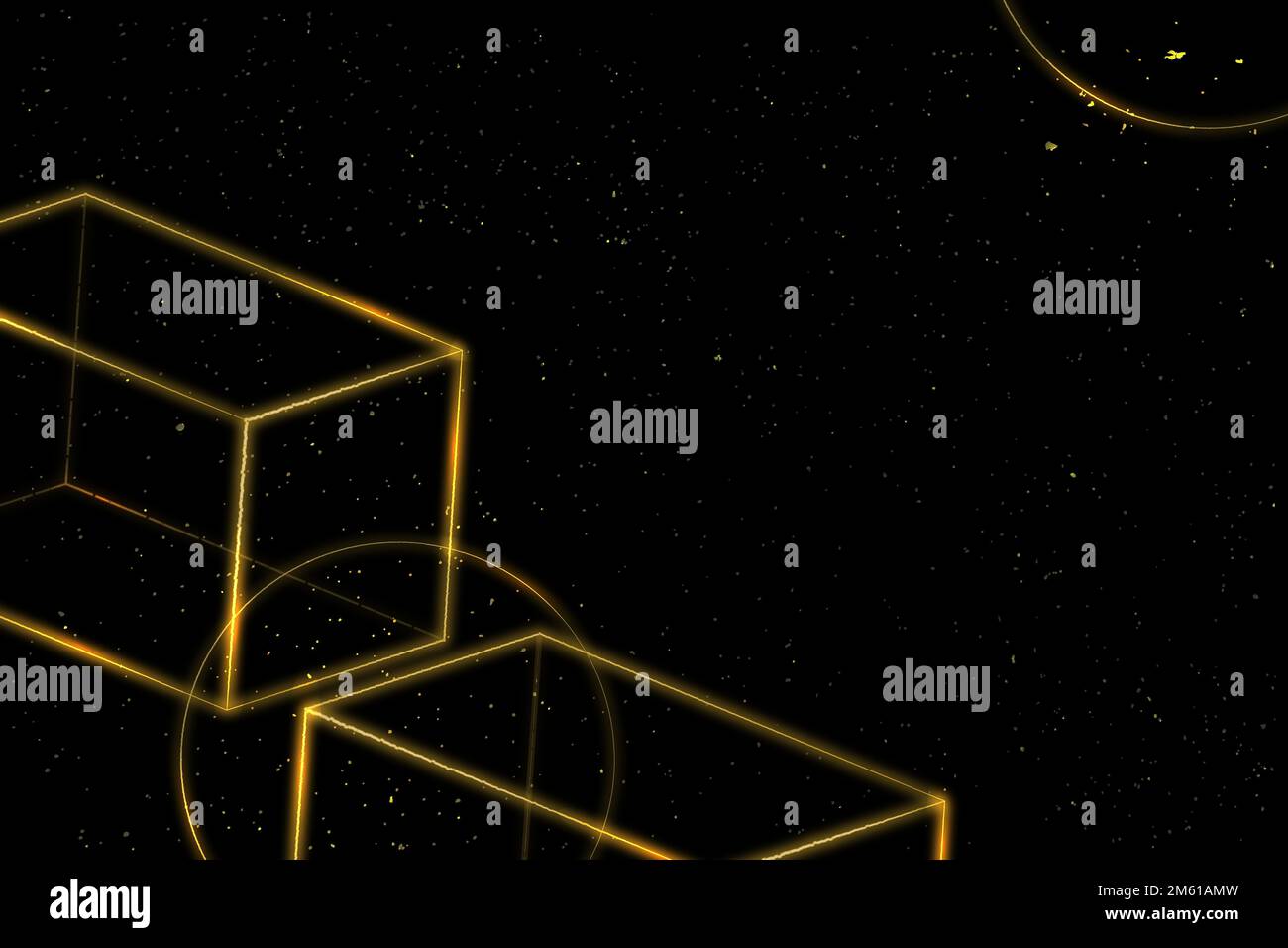 Geometric gold neon 3D cuboid background vector Stock Vector Image ...