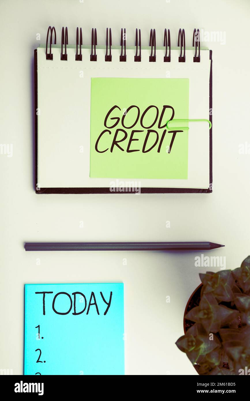 Conceptual caption Good Credit. Internet Concept borrower has a ...