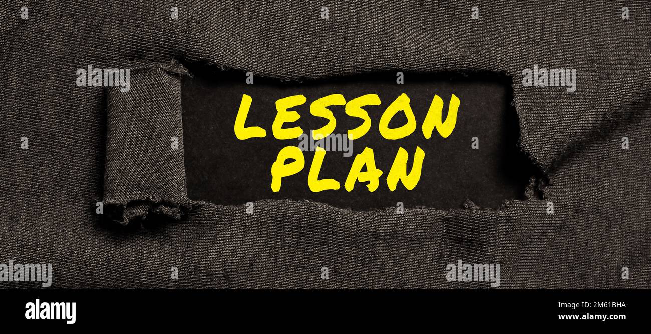 Text caption presenting Lesson Plan. Concept meaning a teacher's ...