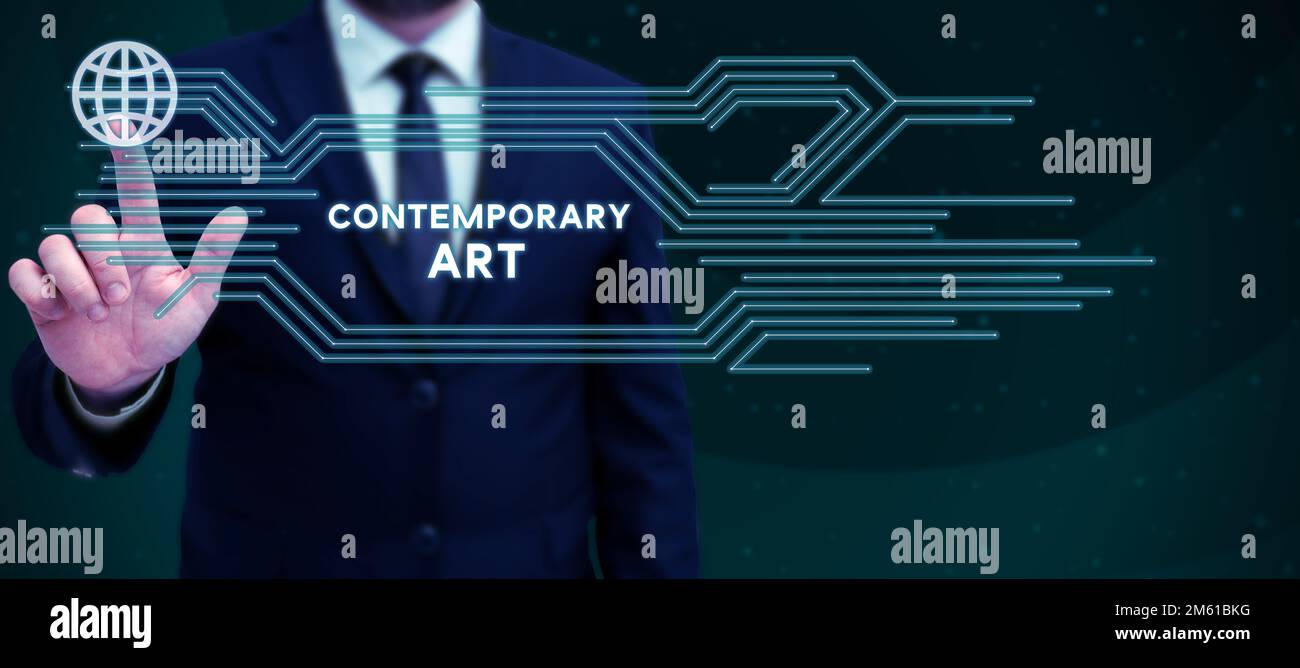 Text showing inspiration Contemporary Art. Business approach made today ...