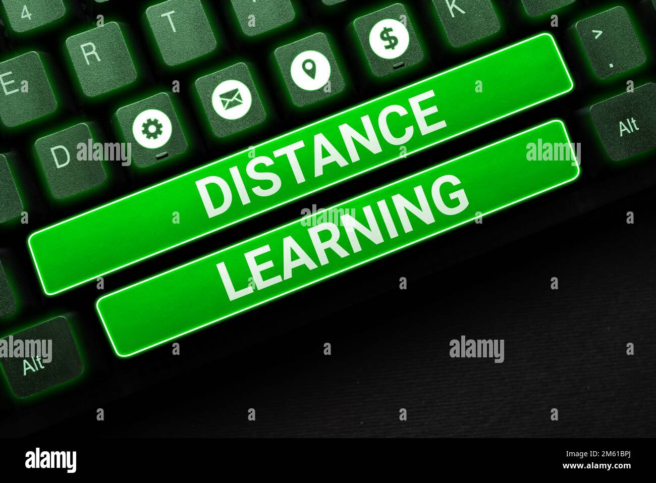 Text caption presenting Distance Learning. Conceptual photo educational ...