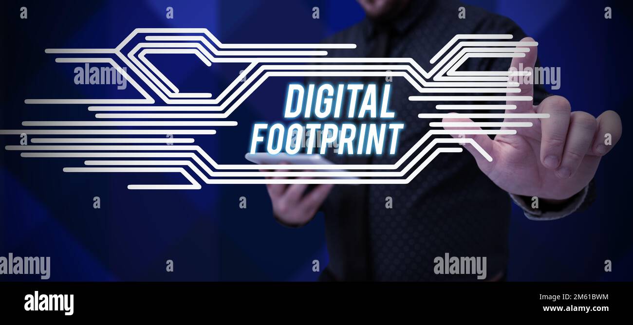 Writing displaying text Digital Footprint. Word for uses digital ...