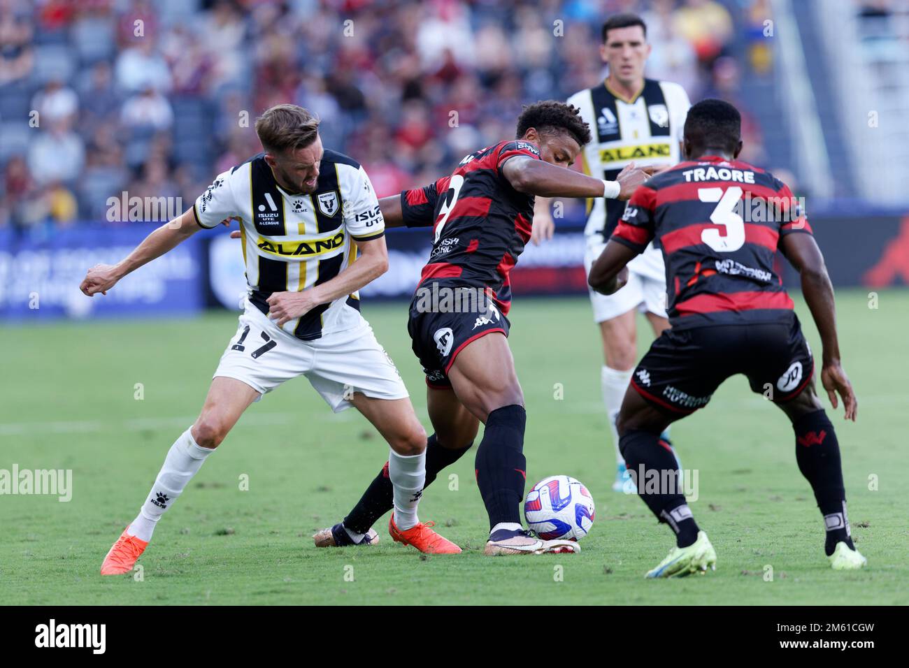 Sydney, Australia. 1st Jan 2023. Craig Noone of Macarthur competes for ...
