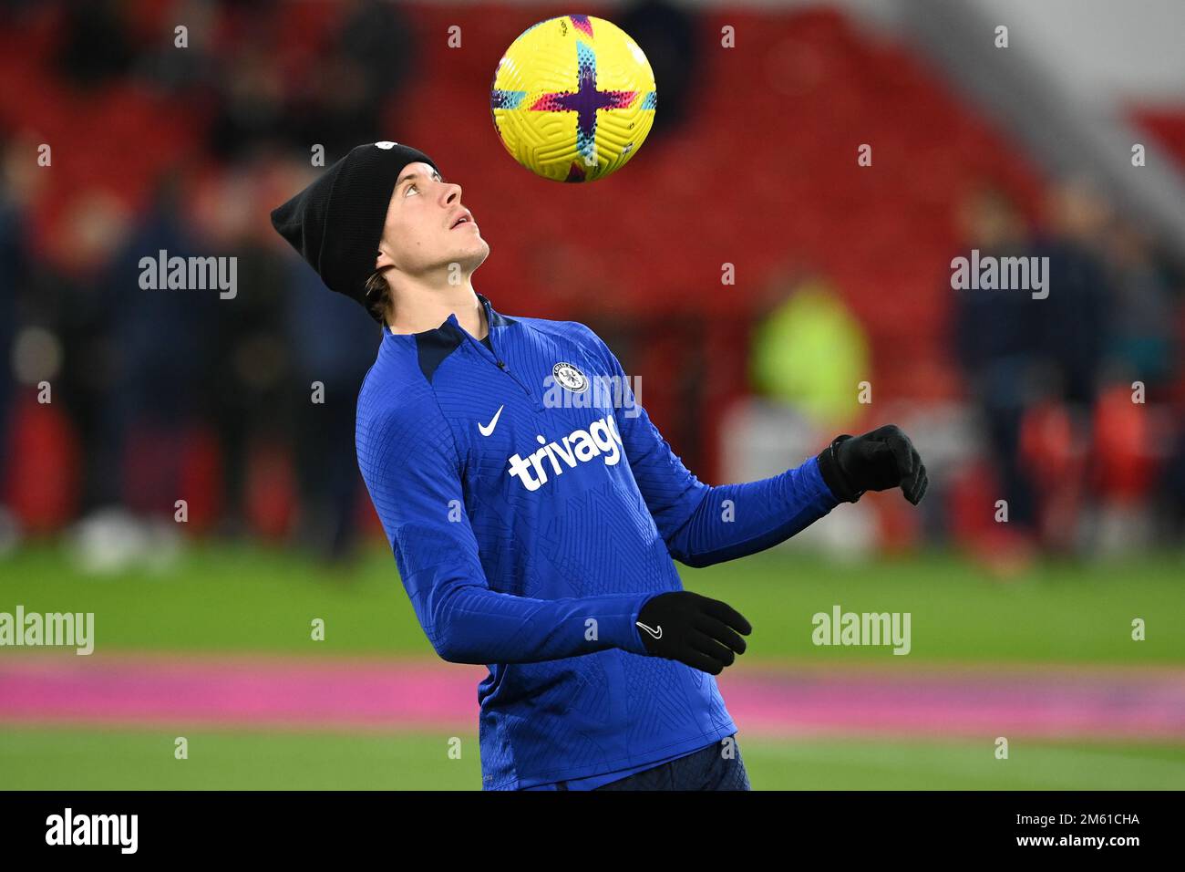 Conor Gallagher #23 of Chelsea warm’s up before the Premier League ...