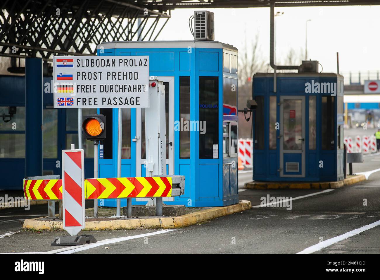 Bregana border crossing on the first day after Croatia's entry into the Schengen area in Bregana ...