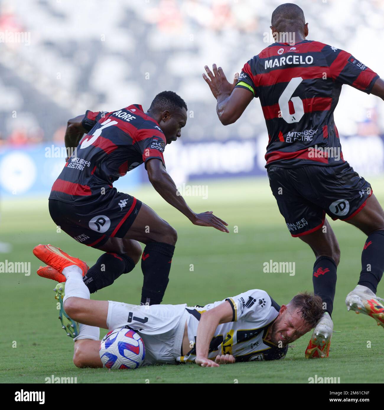 Sydney, Australia. 1st Jan 2023. Craig Noone of Macarthur FC falls ...