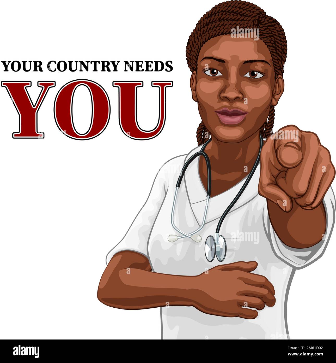 Black Woman Medical Doctor Nurse Pointing Stock Vector Image & Art - Alamy