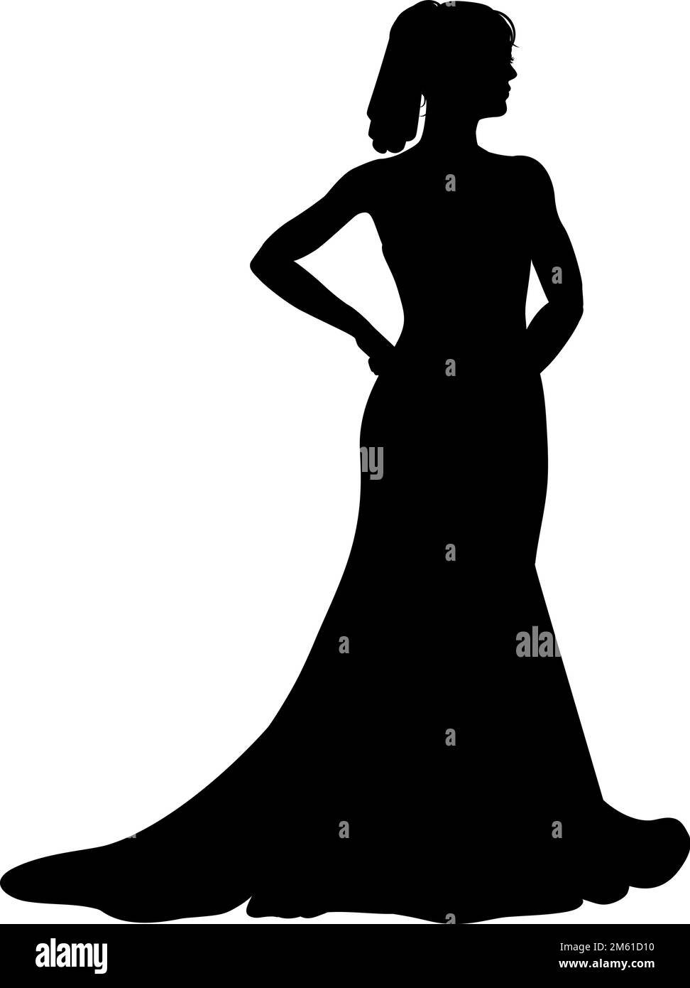 Bride Bridal Wedding Dress Silhouette Woman Design Stock Vector Image ...