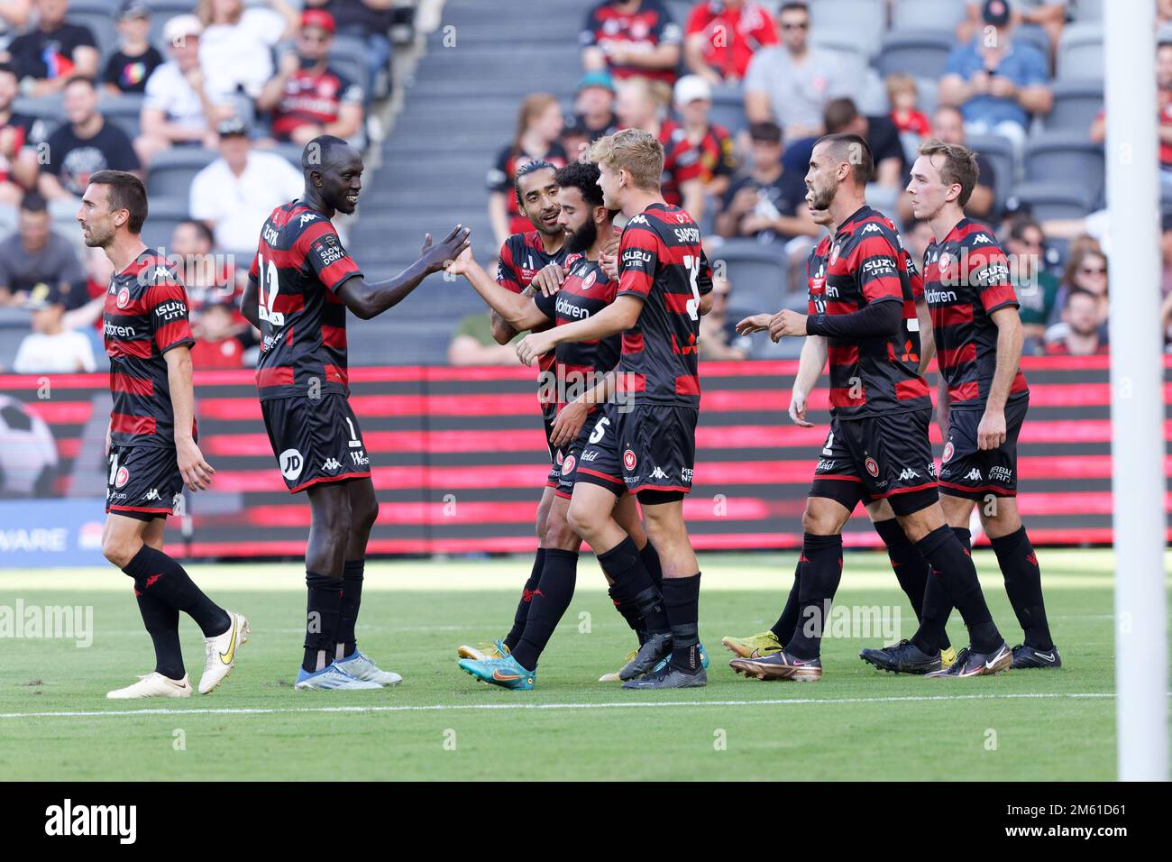 Sydney, Australia. 1st Jan 2023. Wanderers players celebrate after ...