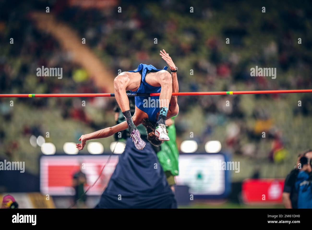 Gianmarco Tamberi participating in the high jump at the 2022 European ...