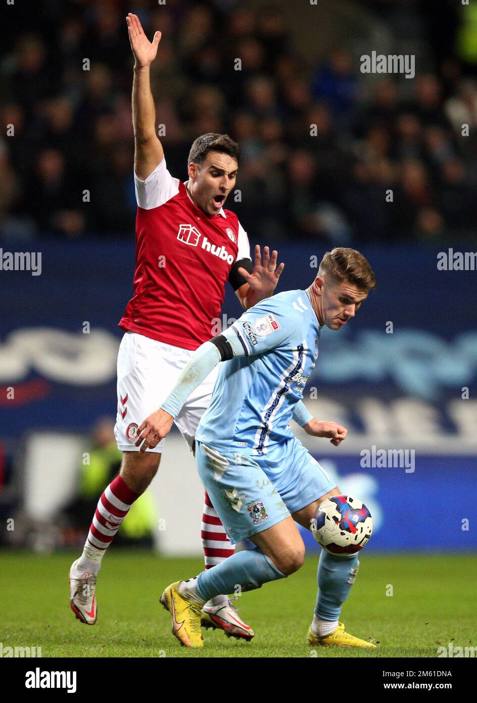 Bristol City's Rob Atkinson and Coventry City's Viktor Gyokeres battle ...