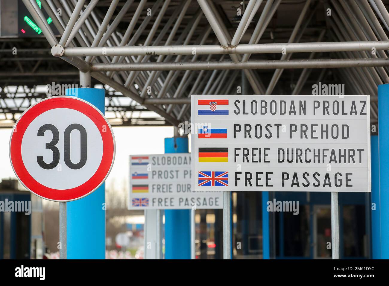 Bregana border crossing on the first day after Croatia's entry into the Schengen area in Bregana ...
