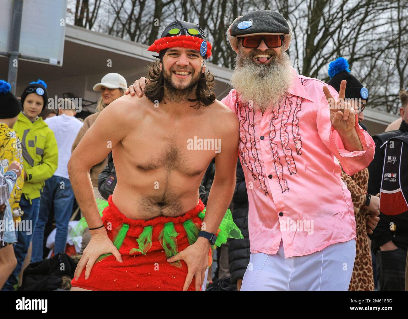 Haltern, Germany. 01st Jan, 2023. Two participants with a hippie vibe ...