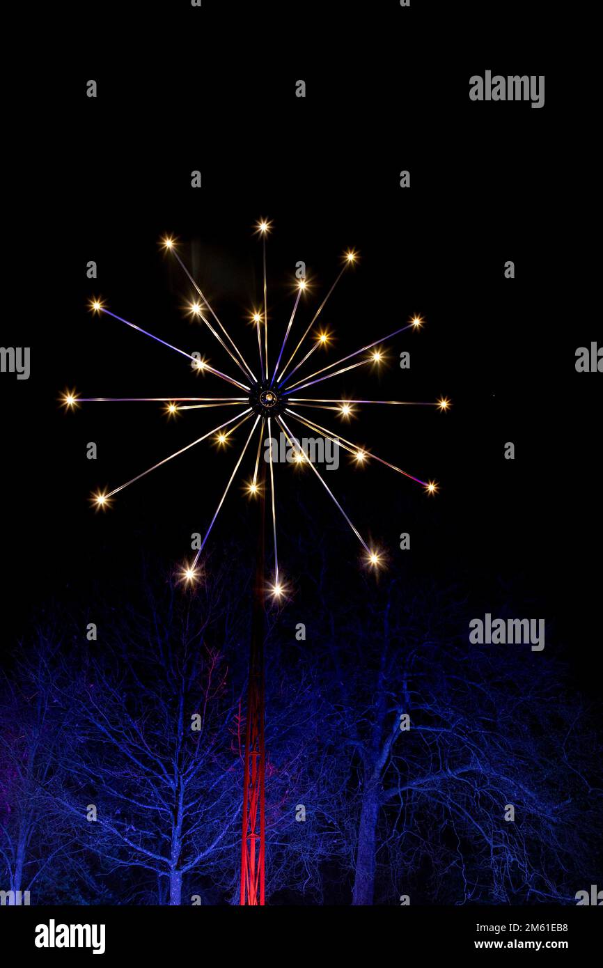 A vertical shot of exploding fireworks at the 2022 British Firework ...