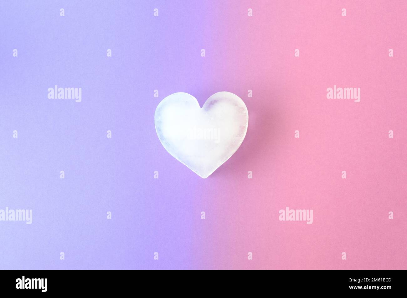 Icy heart on a combination of purple and pink background colors ...