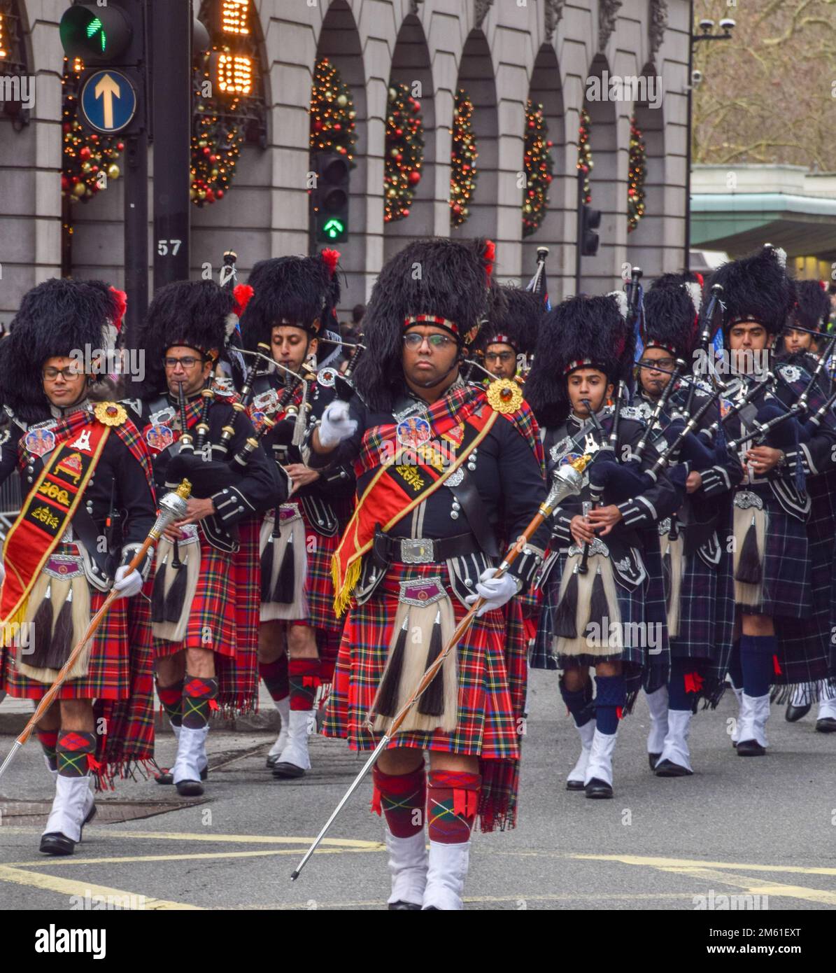 London, UK. 1st January 2023. Participants in London’s New Year’s Day ...
