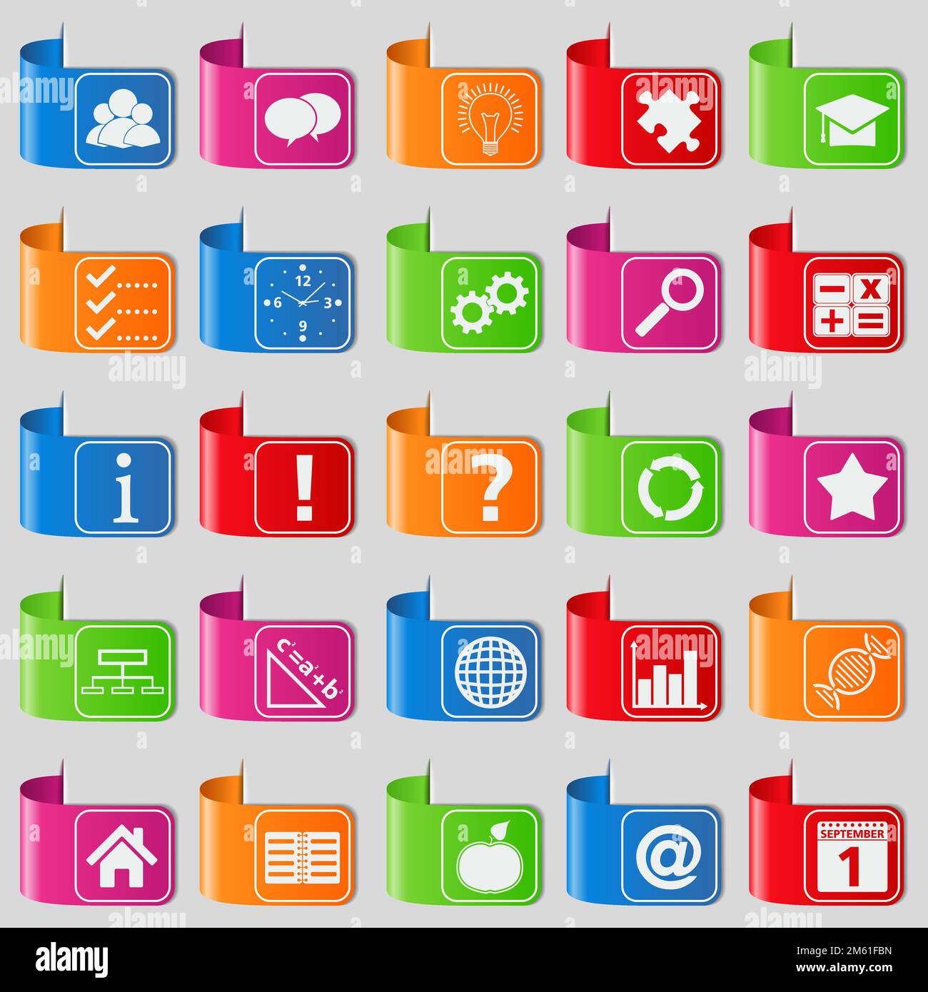 Set of tabs with education icons, vector epsp10 illustration Stock ...