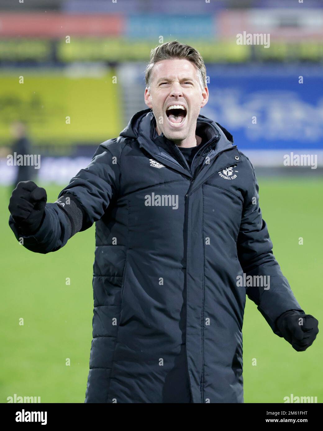 Luton Town manager Rob Edwards celebrates after the Sky Bet ...